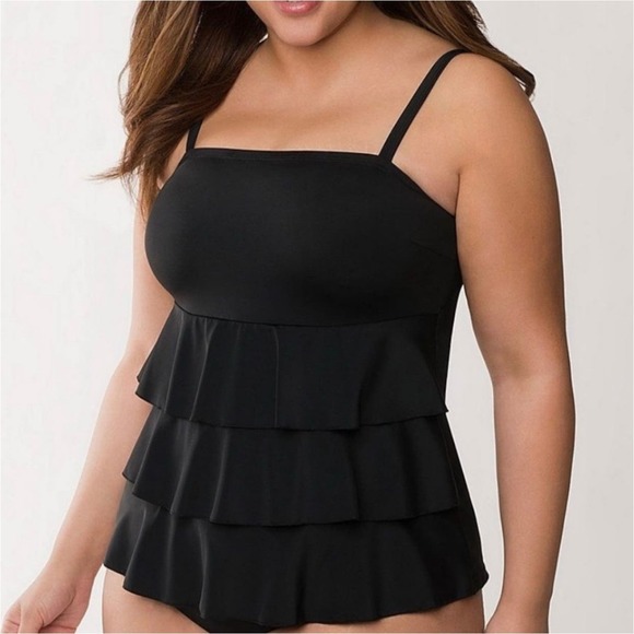 Cacique | Swim | Nwt Cacique Swim Ruffle Tankini Top Black Size 4 ...